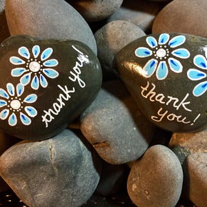 Thank You Painted Rock, Teacher Gift, Flowers Rock Art, Words of ...