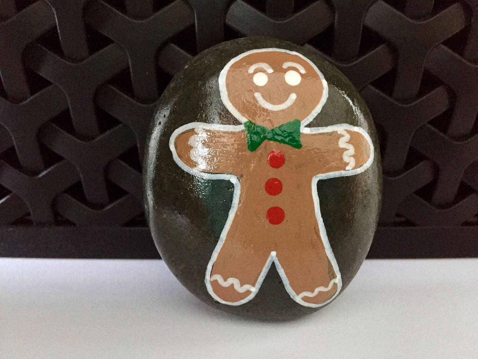 Gingerbread Man Painted Rock, Set of 3, Gingerbread Men, Teacher Gift ...