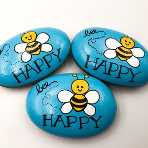 Bee Happy Painted Rock: Hand-painted Bumblebee Affirmation Stone - Etsy UK