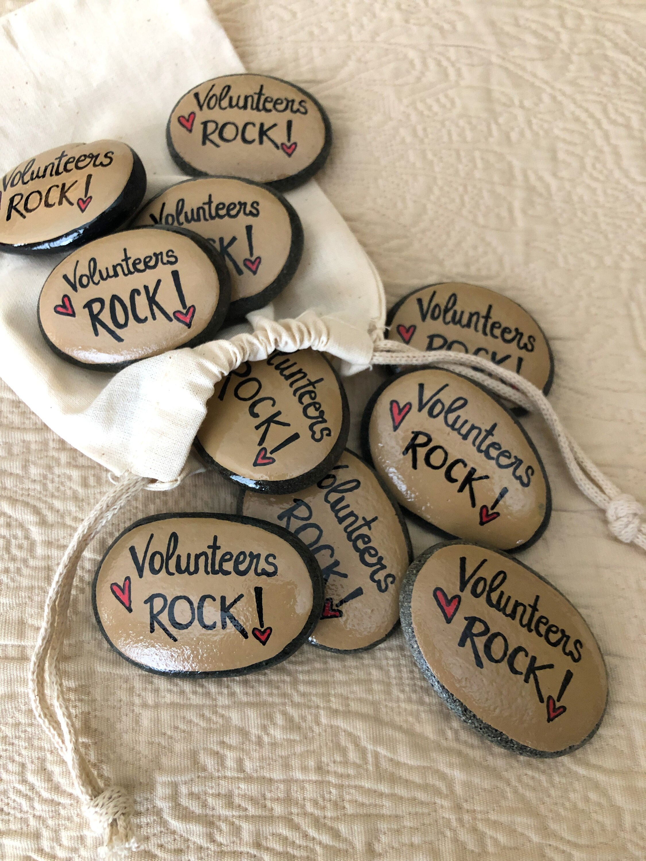 Hand Painted "volunteers Rock!" Stones - Set of 10 - Appreciation Gift ...