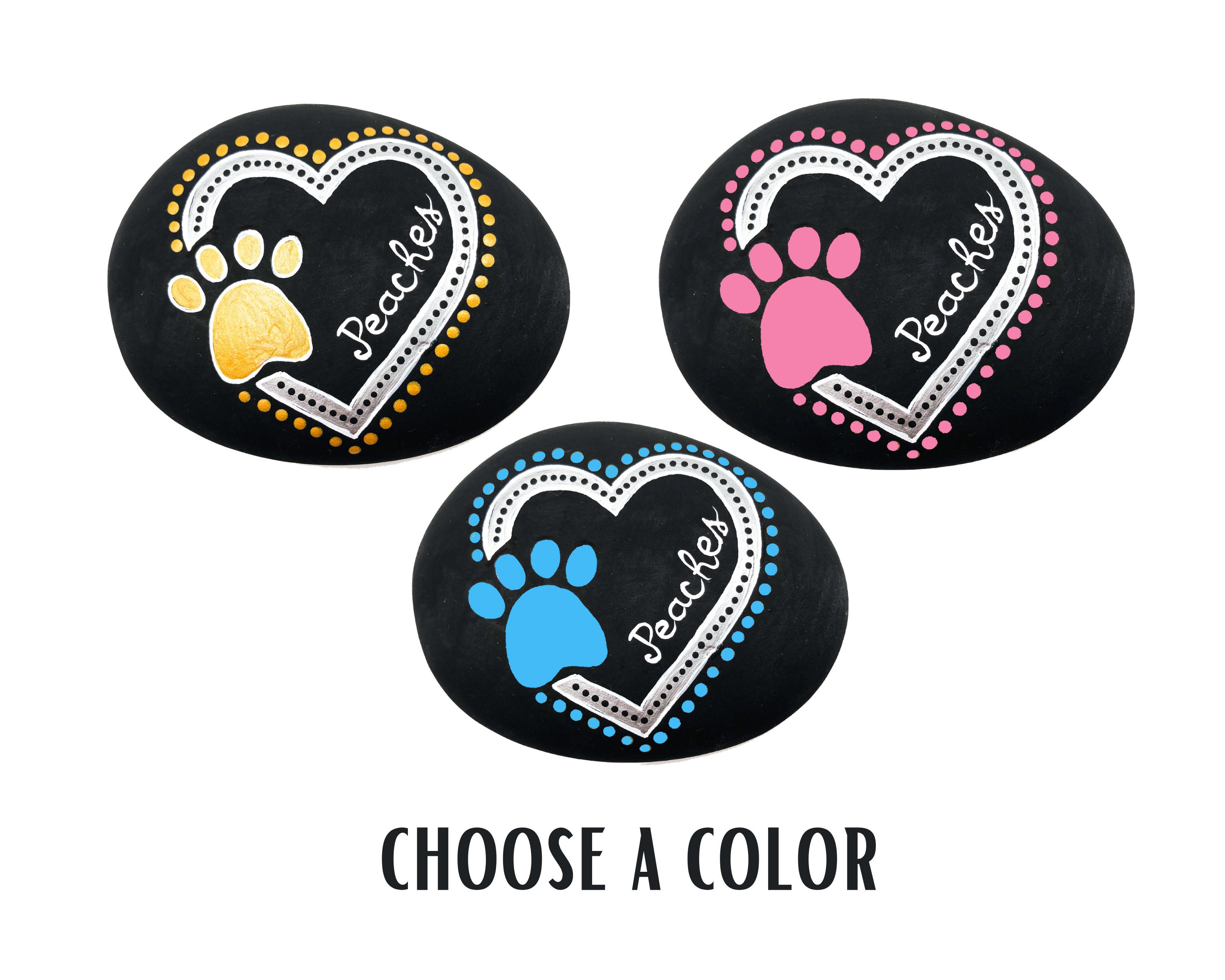 Pet Memorial Stone: Custom Paw Print Painted Rock - Etsy