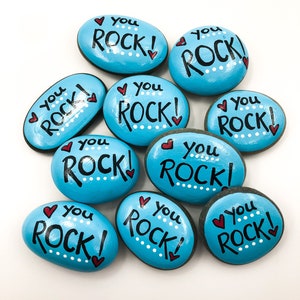 You ROCK Painted Rocks - Set of 10 Sky Blue Affirmation Stones - Etsy