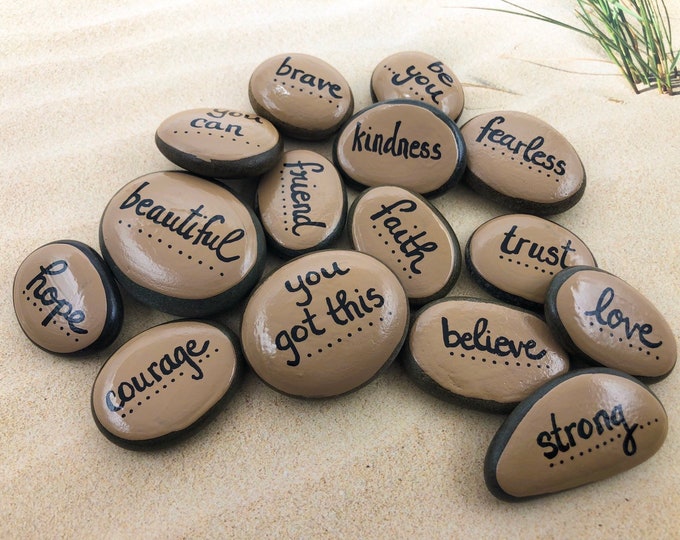 Inspirational Message Stones (set of 6), Affirmation Meditation Rocks ...