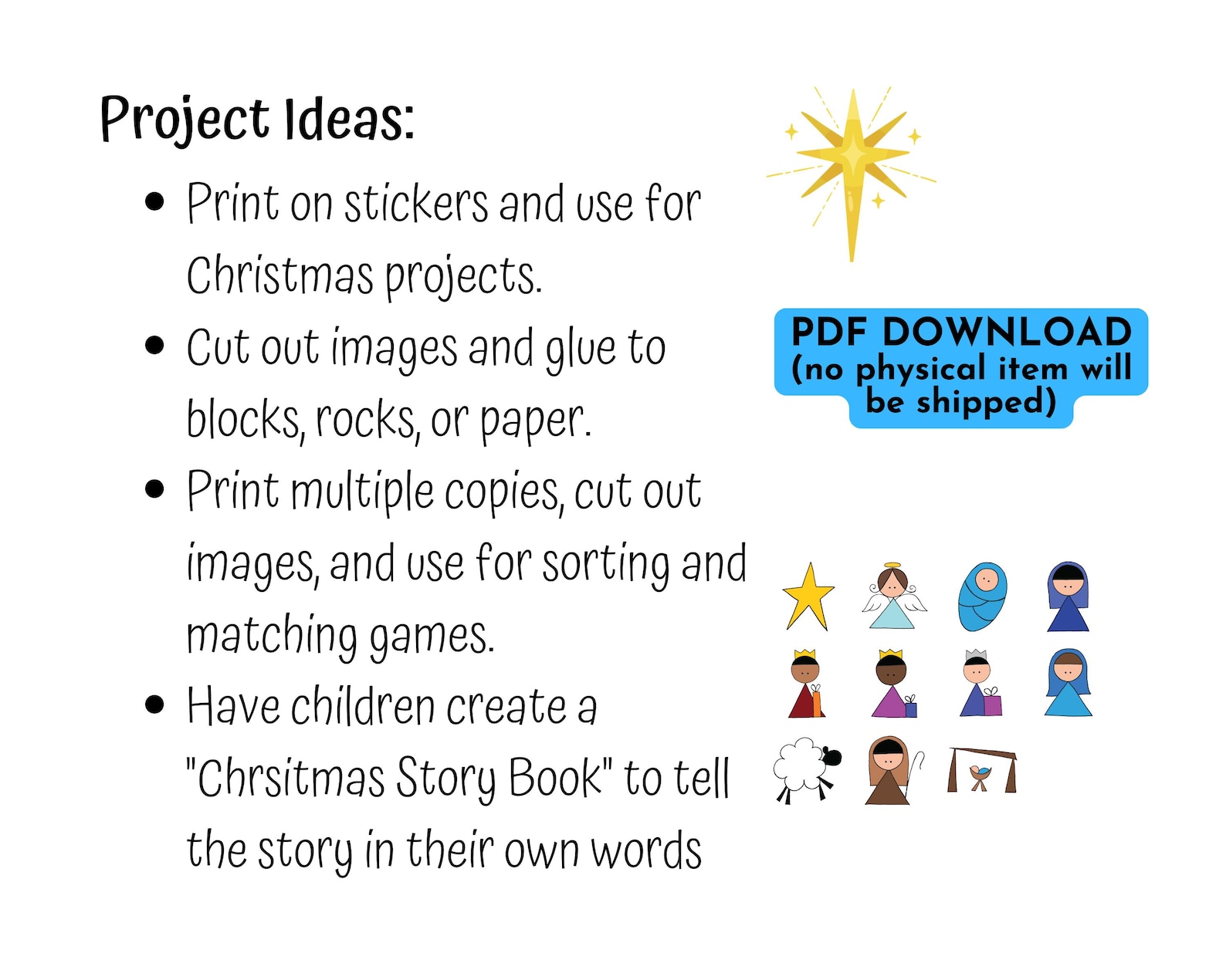 Nativity Christmas Images Bundle, Printable Avery Sticker Labels, 11 ...
