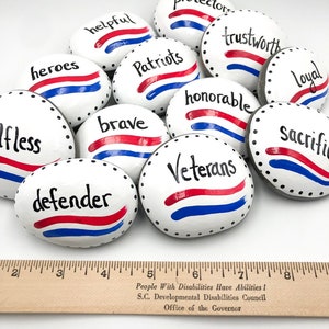 Veterans Day Painted Rocks Set, Attributes of Veterans, Set of 12 ...