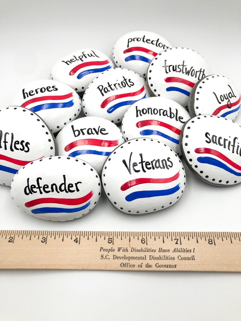 Veterans Day Painted Rocks Set Attributes of Veterans Set of - Etsy