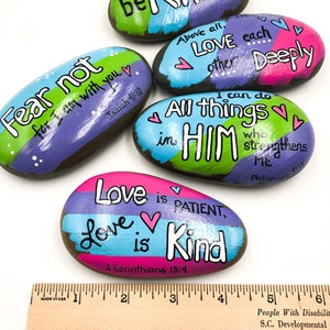 Bible Verses Painted Rocks, Scripture Verse Stones, Love is Kind, Love ...