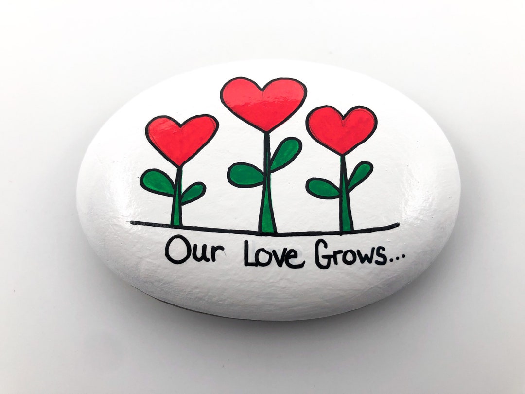 Valentine's Day Gift, Painted Rock, Valentine Gift, Our Love Grows ...
