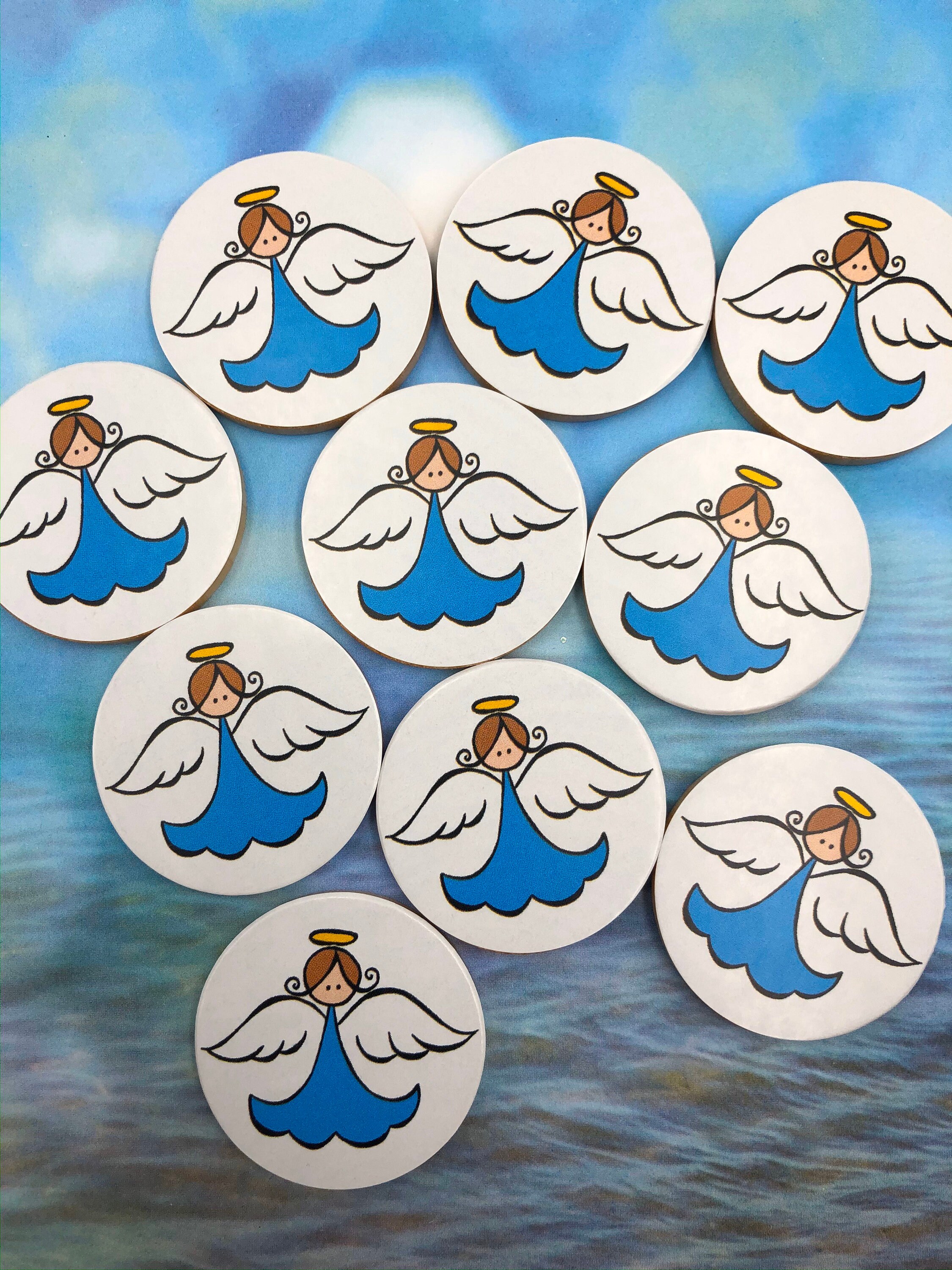 Pocket Angel Minis in Blue Bag of 10 Pocket Angel Tokens - Etsy
