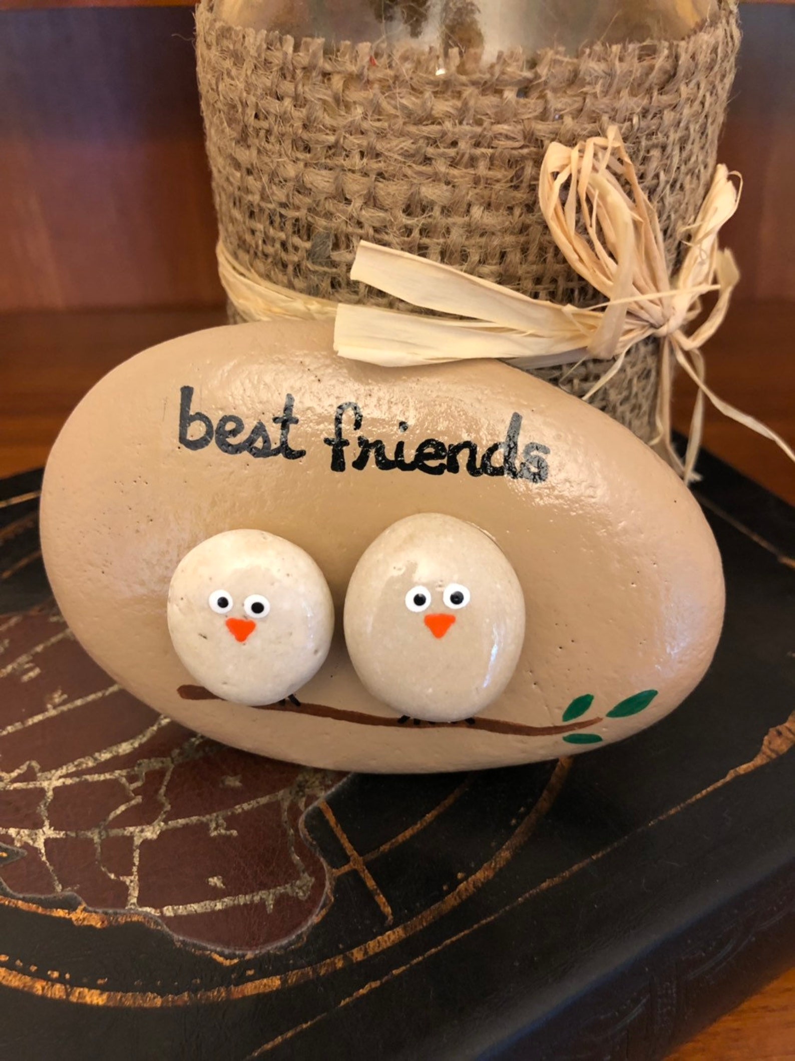 Best Friends Pebble Art Painted Rock Pebble Art With Birds - Etsy
