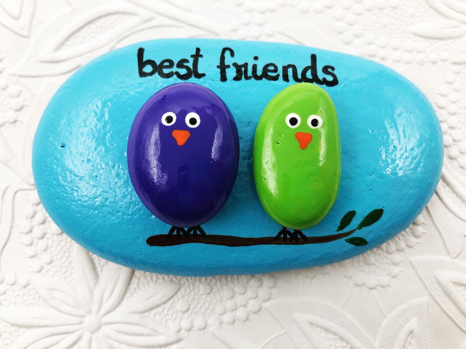 Best Friends Pebble Art Painted Rock Pebble Art With Birds - Etsy