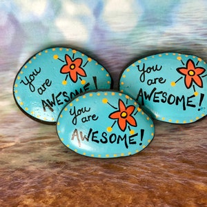 You Are Awesome Painted Rock, You Rock, Teacher Gift, Therapist Gift ...