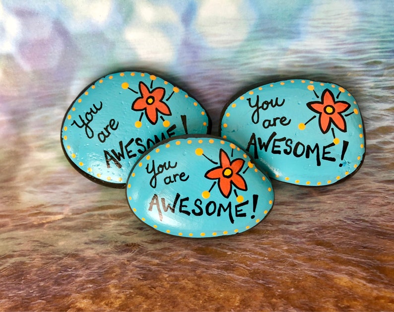 You are Awesome Painted Rock You Rock Teacher Gift | Etsy