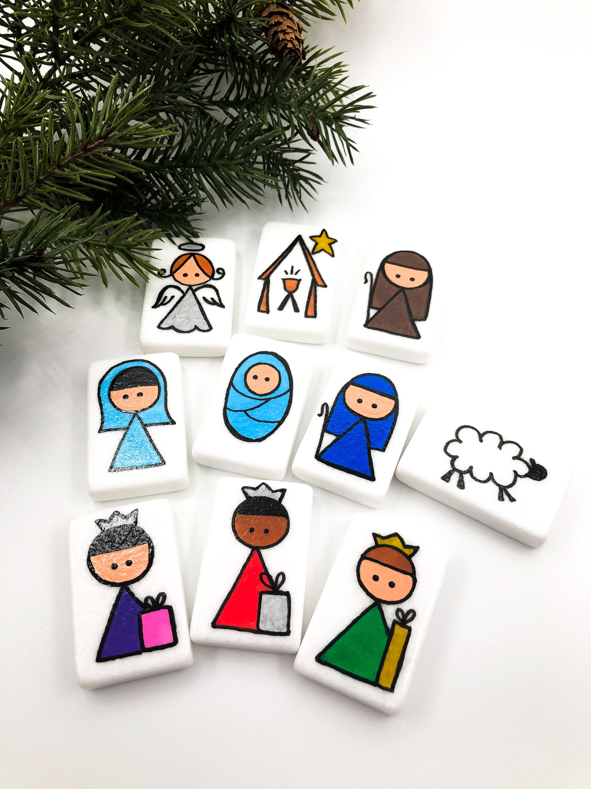 Nativity Story Stones Nativity Images on White Santorini | Etsy