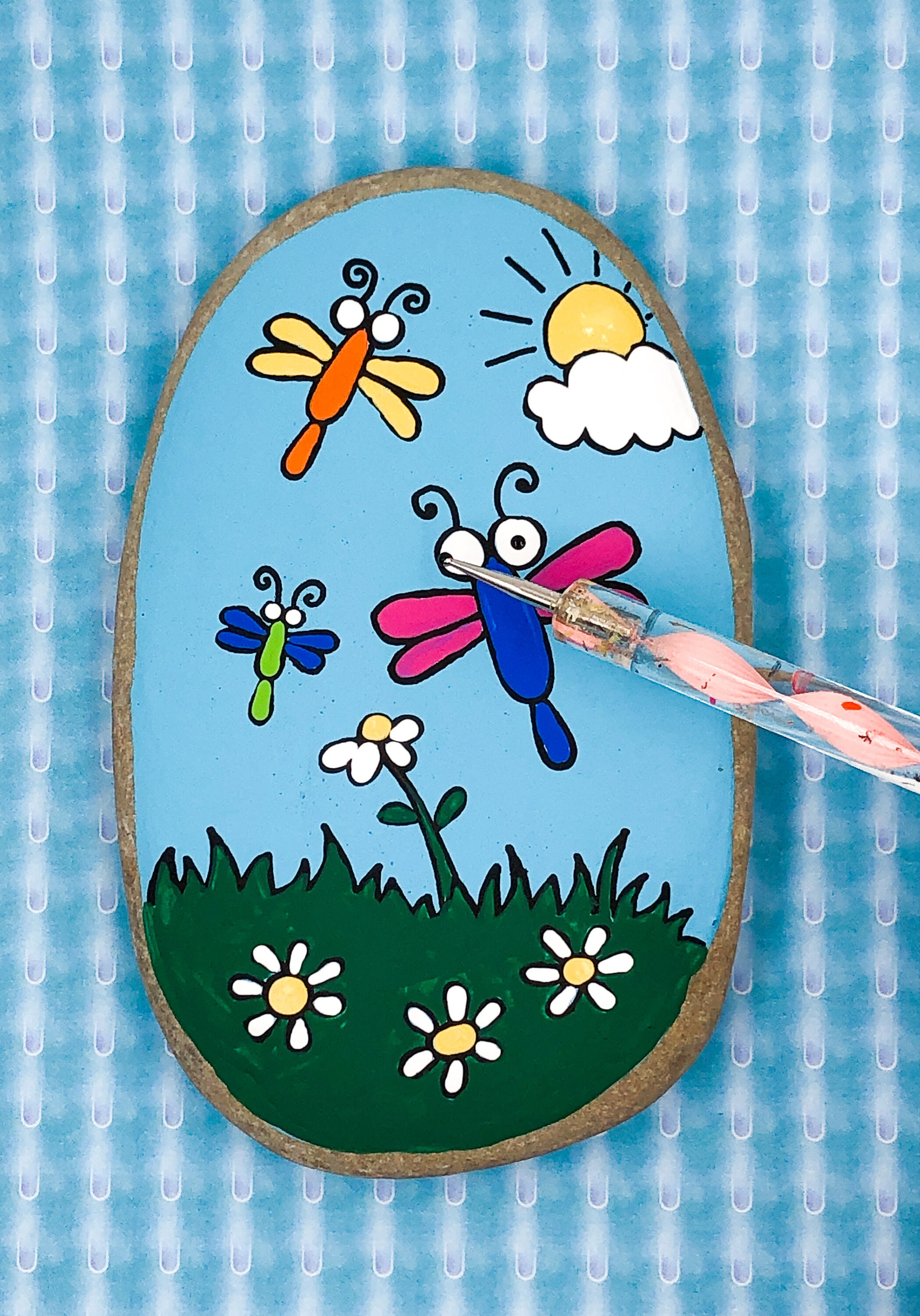 Fun Dragonflies Rock Painting Tutorial Easy Step by Step | Etsy