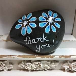 Thank You Painted Rock, Teacher Gift, Flowers Rock Art, Words of ...