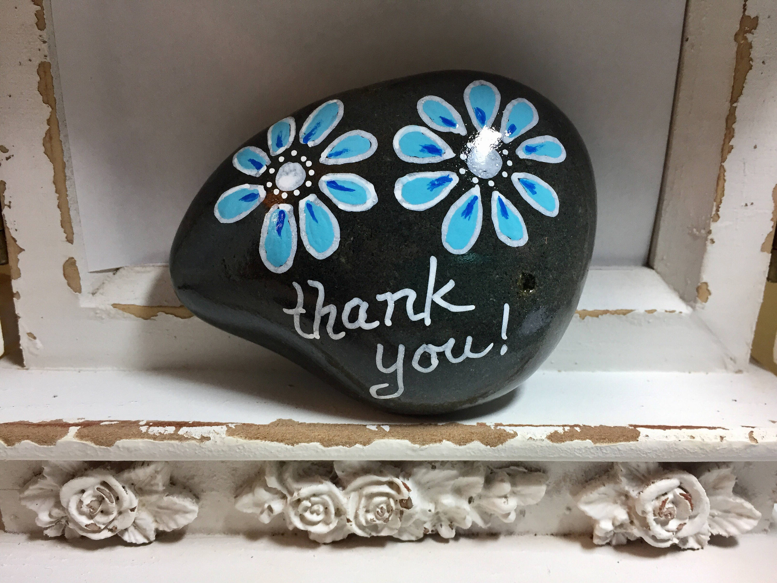 Thank You Painted Rock Teacher Gift Flowers Rock Art Words | Etsy