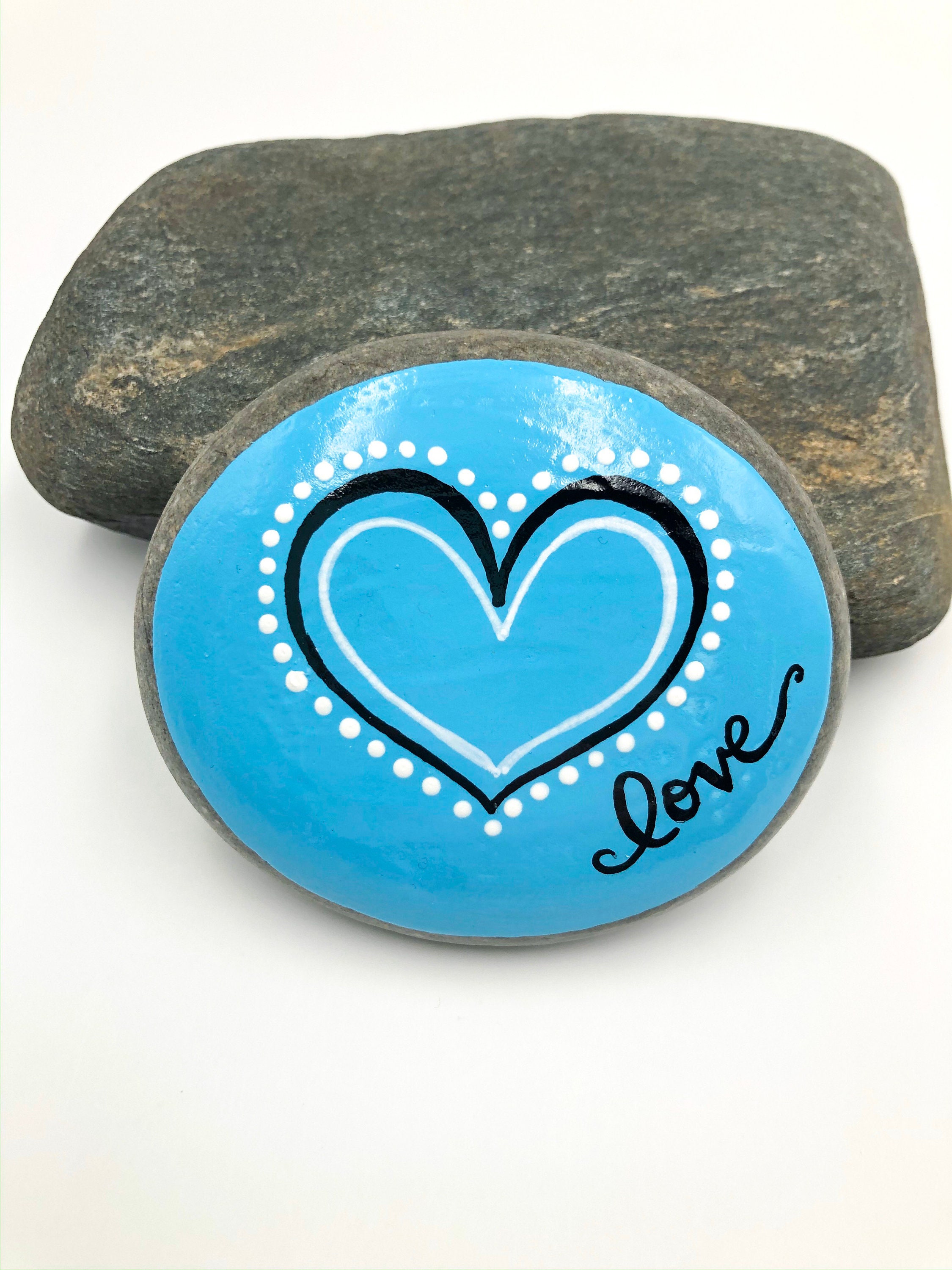 Valentine's Day Love Painted Rock Heart and Love Painted | Etsy
