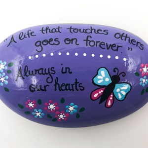 Painted Rock With Custom Name in Purple and Flowers, Personalized ...
