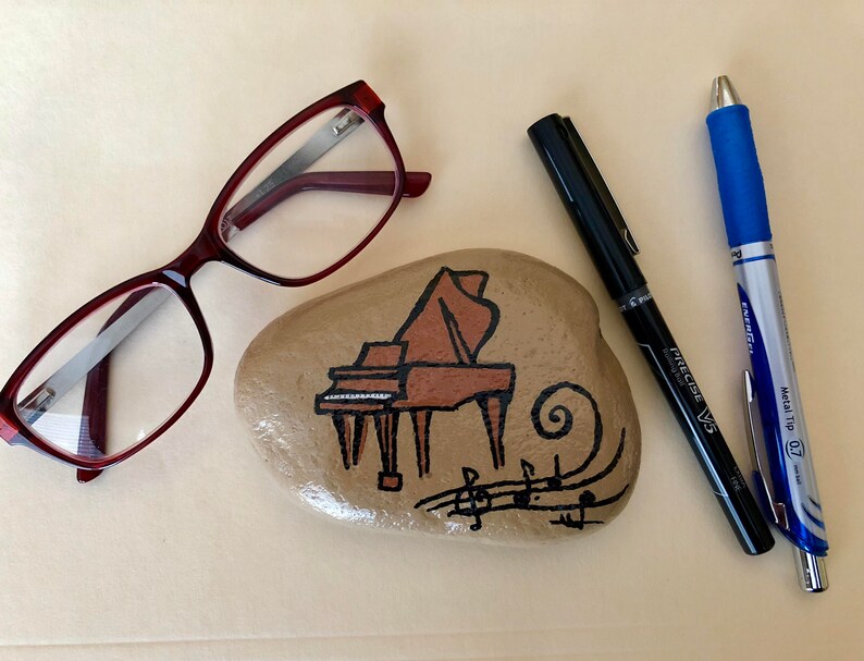 Piano Painted Rock, Piano Paperweight, Orchestra Gift, Gift for ...