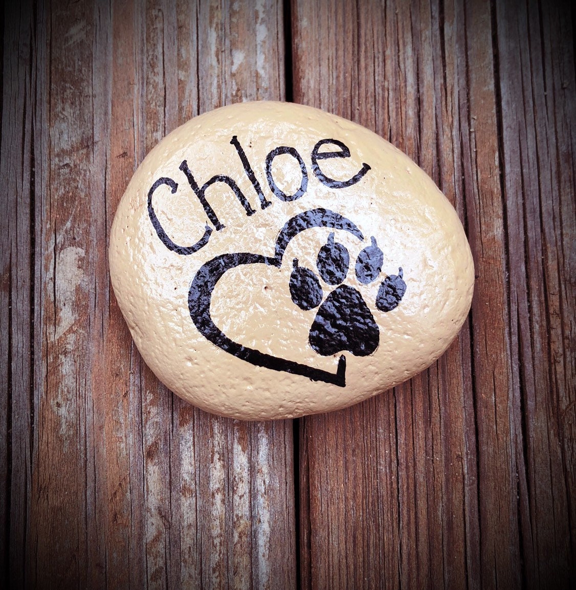 Custom Pet Memorial Stone: Hand-painted Paw Print Rock - Etsy