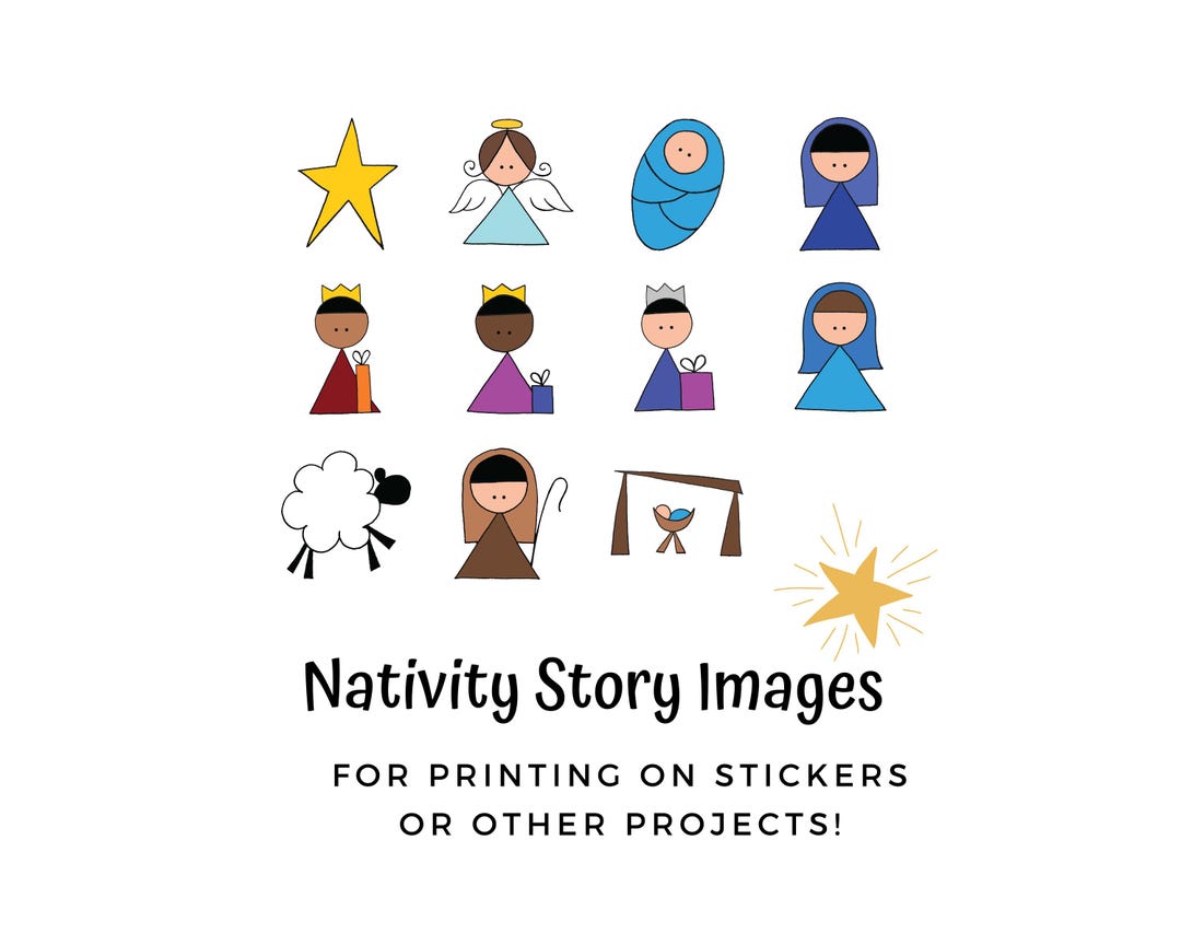 Nativity Christmas Images Bundle, Printable Avery Sticker Labels, 11 ...