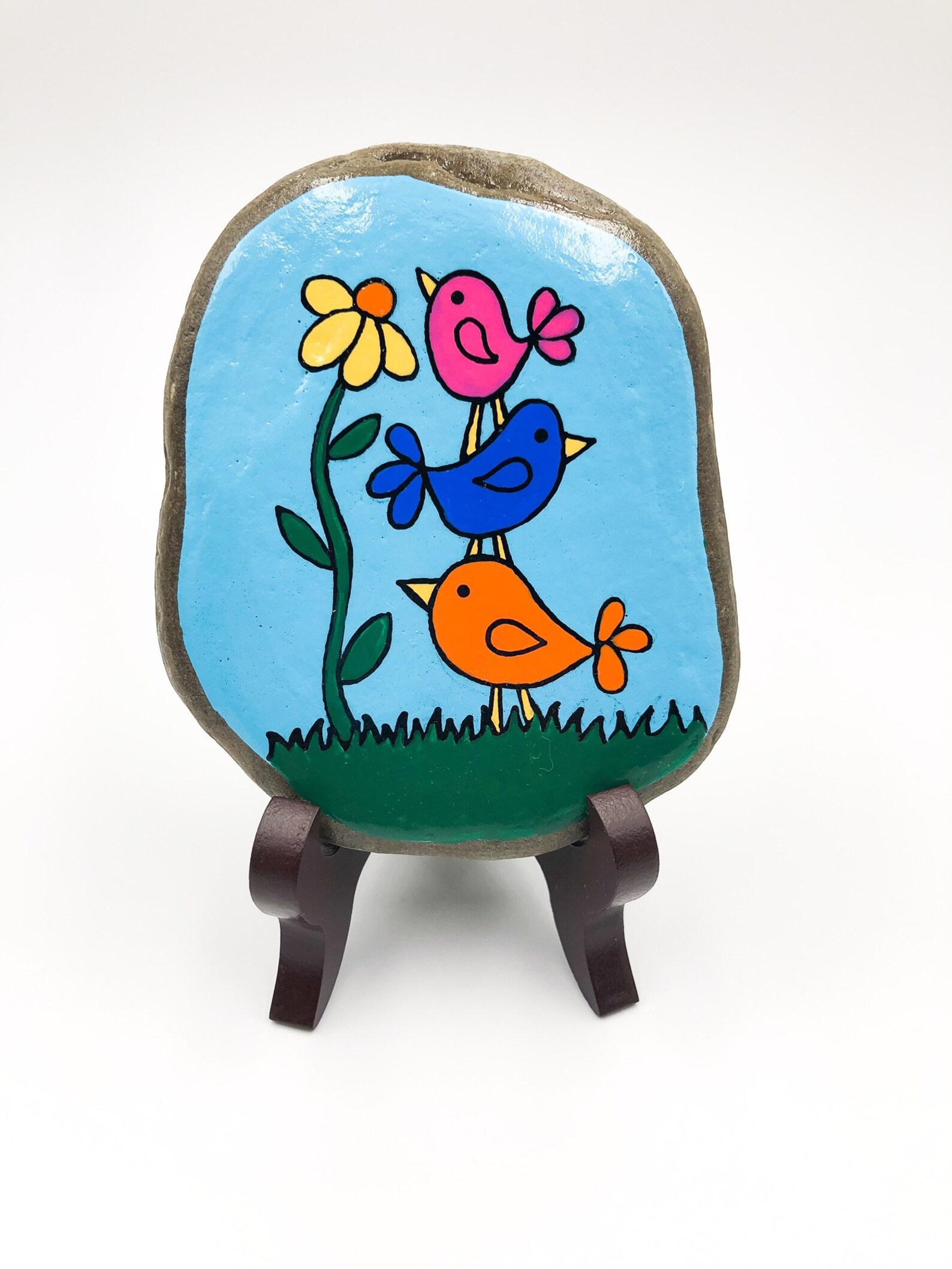 Stack of Birds Painted Rock Cute Birds Painted Stone - Etsy
