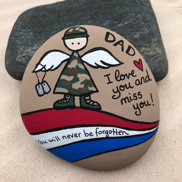 Veteran Painted Rock - Etsy