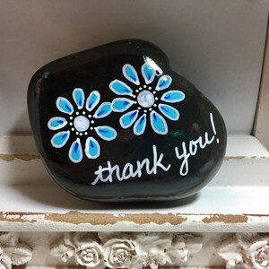 Thank You Painted Rock, Teacher Gift, Flowers Rock Art, Words of ...