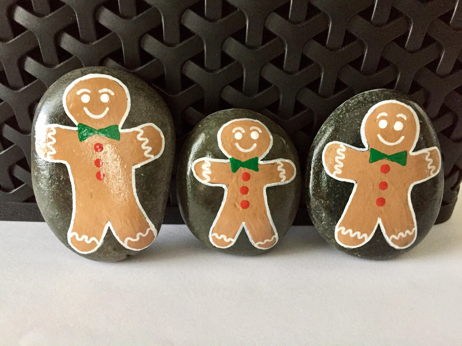 Gingerbread Man Painted Rock, Set of 3, Gingerbread Men, Teacher Gift ...