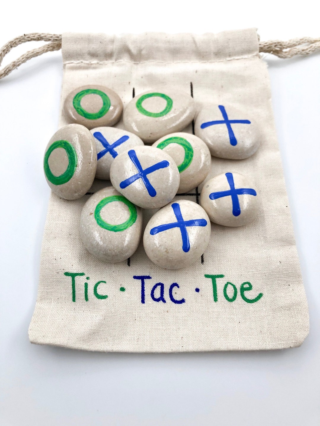 Hand-painted Tic-tac-toe Travel Game: Beach Pebble Stones - Etsy Canada
