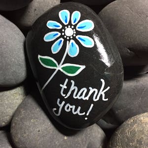 Thank You Painted Rock, Teacher Gift, Flowers Rock Art, Words of ...
