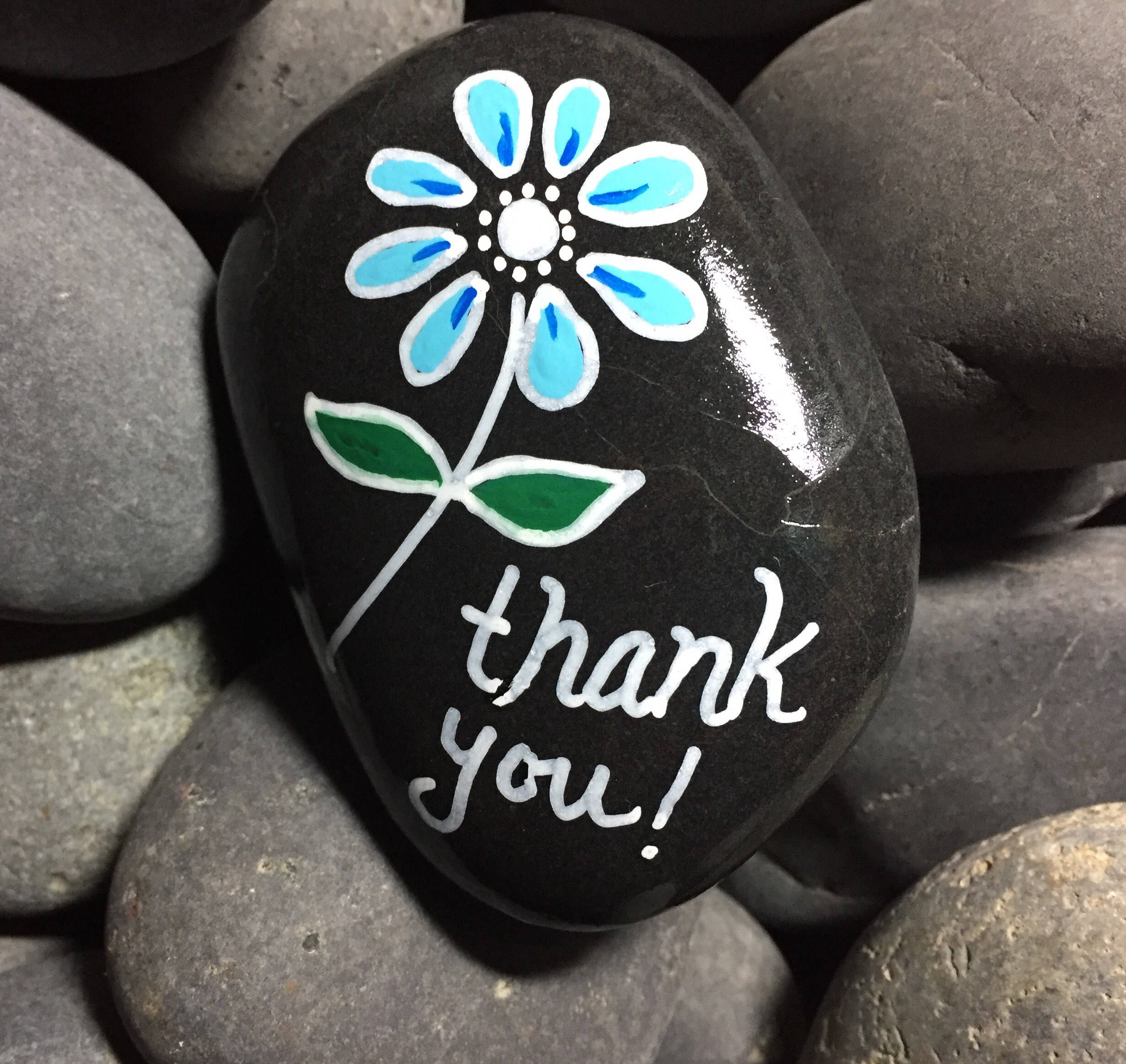 Thank You Painted Rock Teacher Gift Flowers Rock Art Words | Etsy