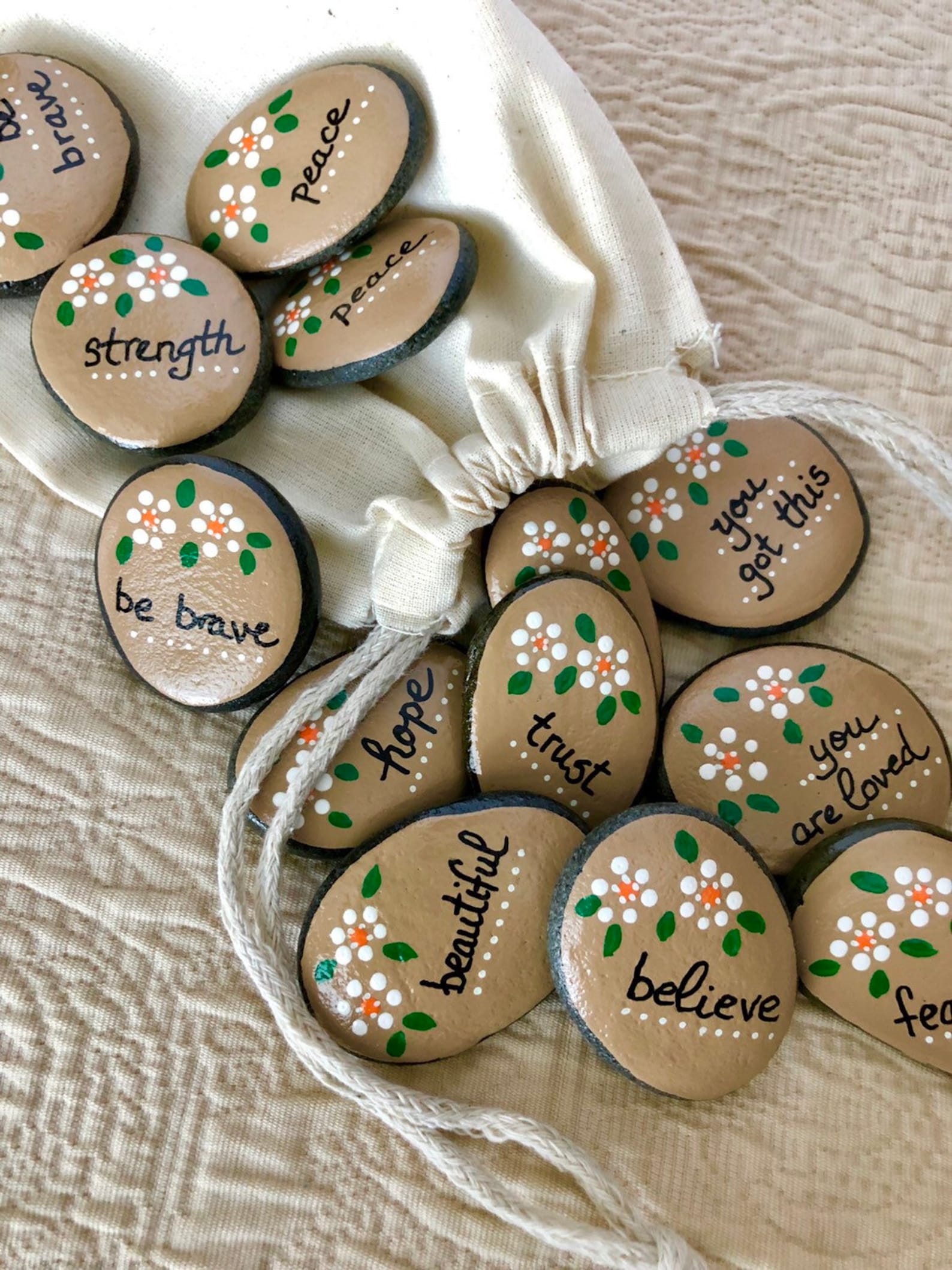 Empowerment Pocket Rocks: Set of 15 Custom Painted Pebbles ...