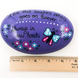 Painted Rock With Custom Name in Purple and Flowers, Personalized ...