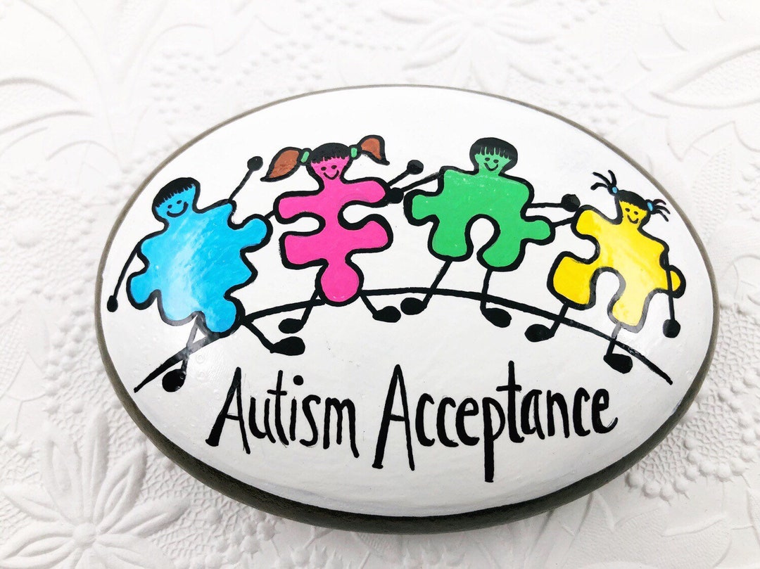 Autism Acceptance Painted Rock: Puzzle People, Autism Awareness Gift - Etsy