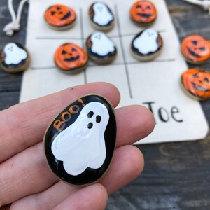 Halloween Tic Tac Toe Set, 10 Ghosts and Pumpkins Painted Stones ...