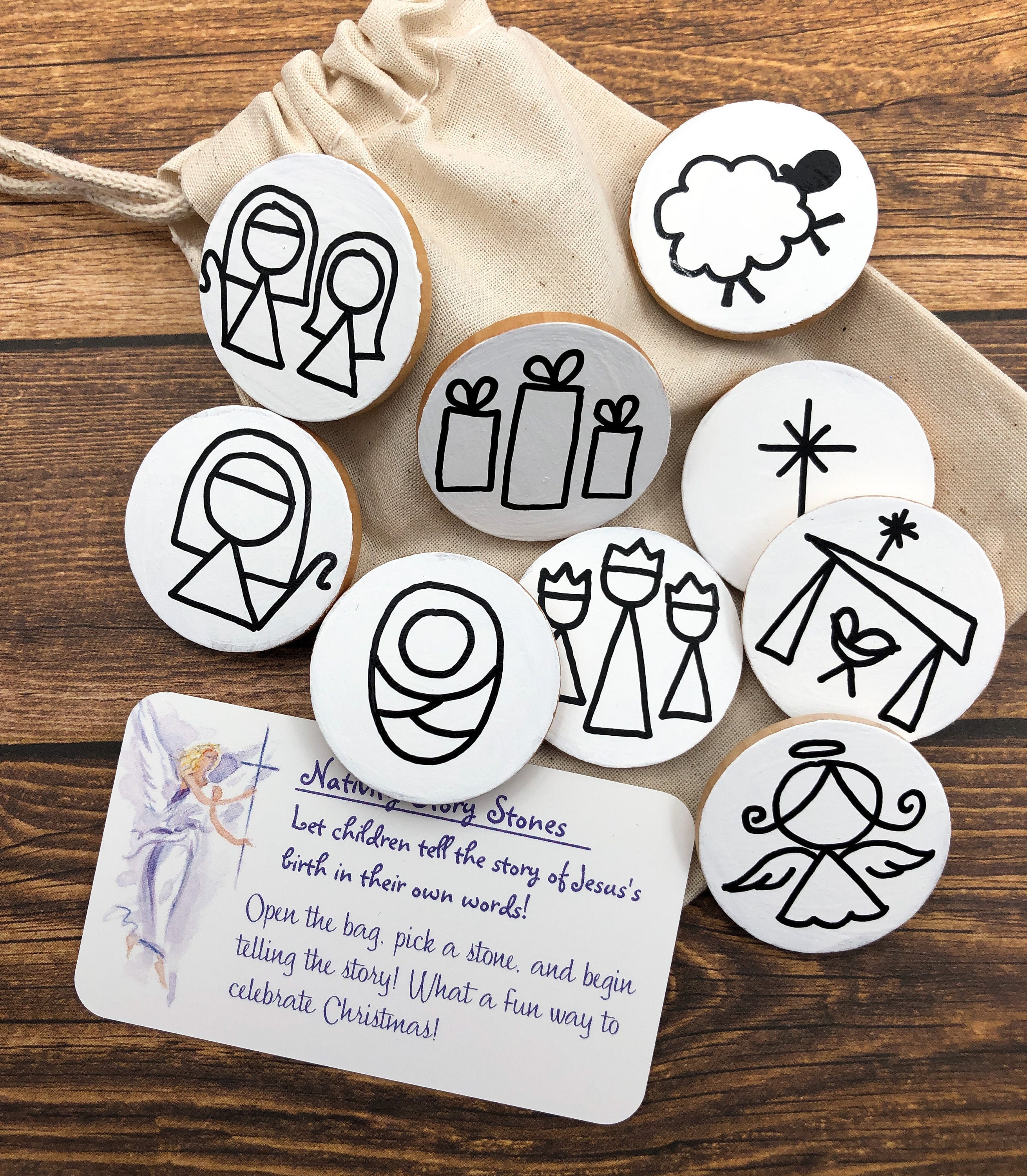 DIY Nativity Story Stones: Christmas Coloring Activity on Wood Discs - Etsy