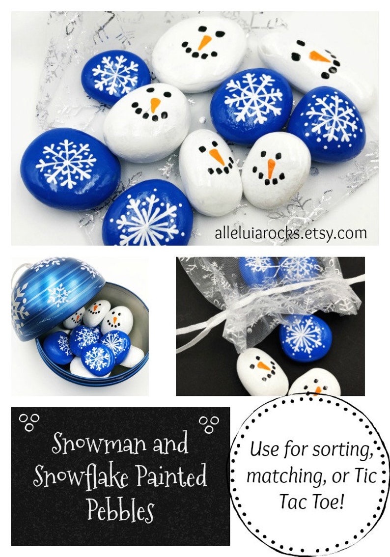 Snowman and Snowflake Painted Rocks: Winter Story Stones, Set of 10 - Etsy