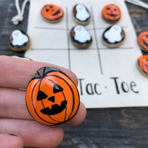 Halloween Tic Tac Toe Set, 10 Ghosts and Pumpkins Painted Stones ...