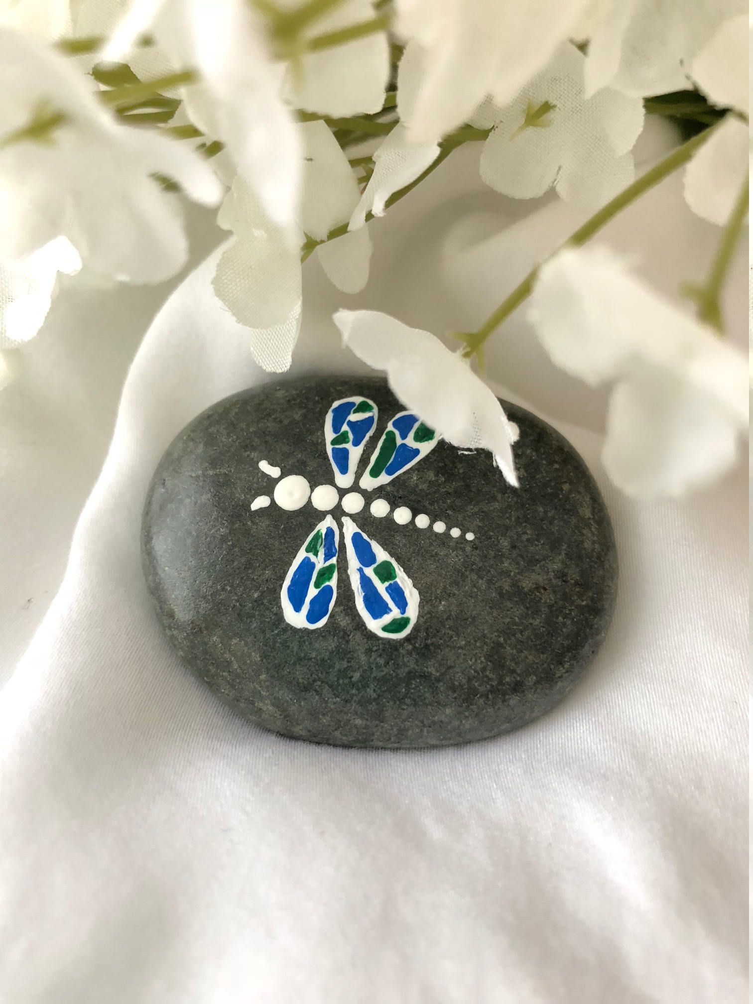 Dragonfly Painted Rock: Hand-painted Stone Decor - Etsy