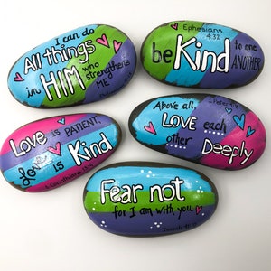 Bible Verses Painted Rocks, Scripture Verse Stones, Love is Kind, Love ...