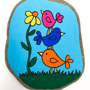 Stack of Birds Painted Rock, Cute Birds Painted Stone, Friendship Rock ...