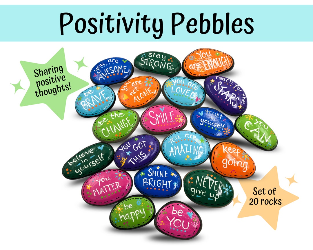 Positivity Pebbles: Set of 20 Painted Affirmation Rocks - Etsy