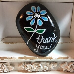 Thank You Painted Rock, Teacher Gift, Flowers Rock Art, Words of ...
