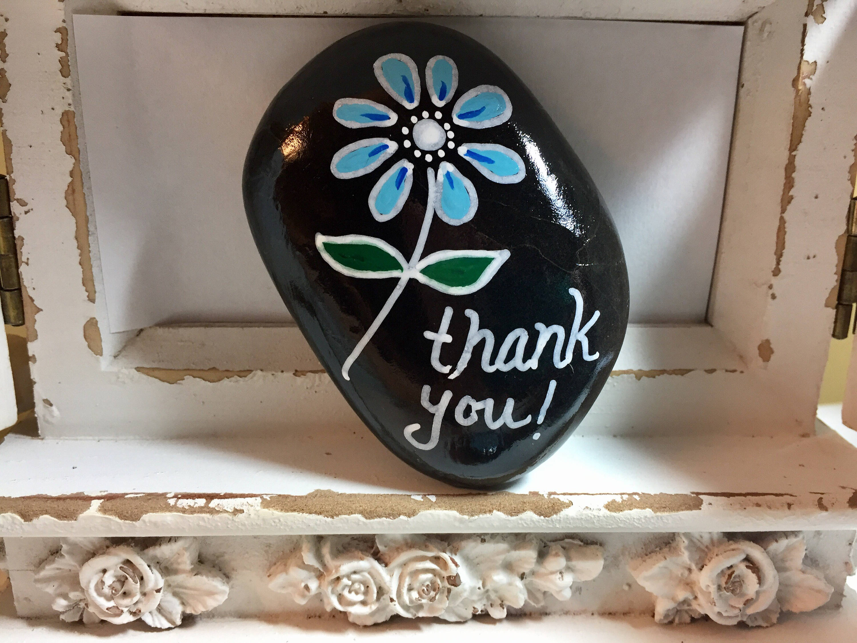 Thank You Painted Rock Teacher Gift Flowers Rock Art Words | Etsy