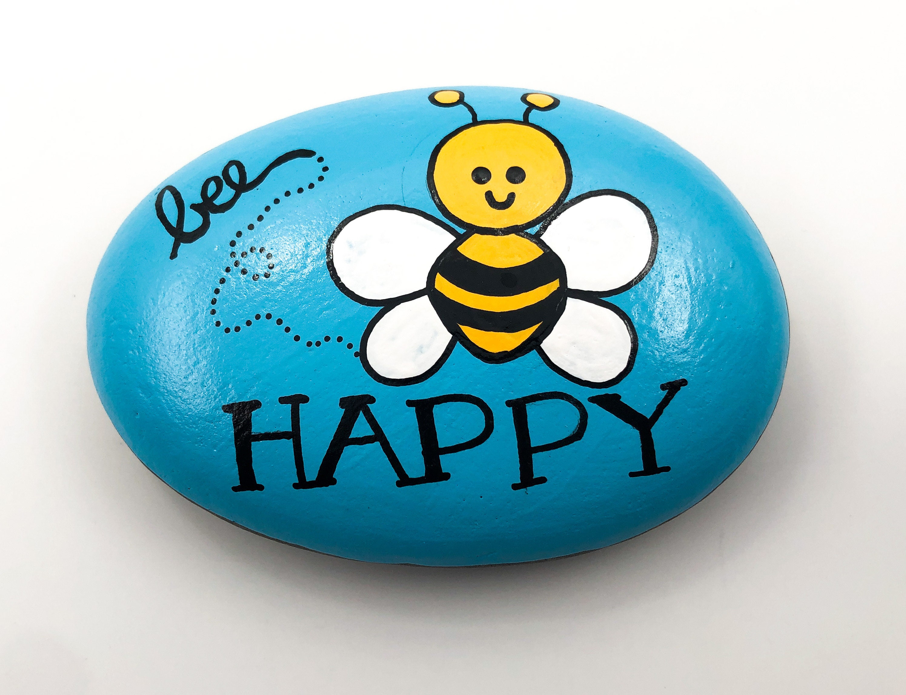Bee Happy Painted Rock Be Happy Stone Encouragement Rock - Etsy Sweden