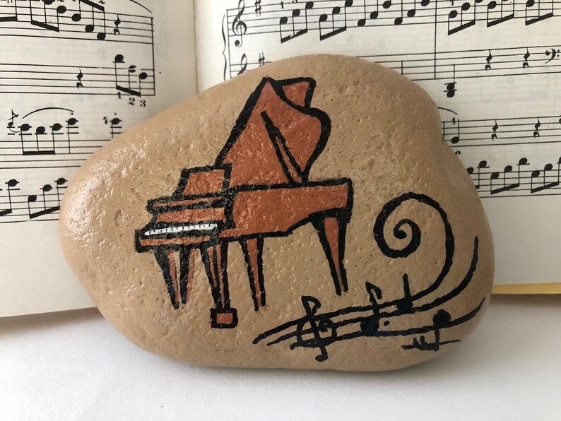 Piano Painted Rock Piano Paperweight Orchestra Gift Gift | Etsy