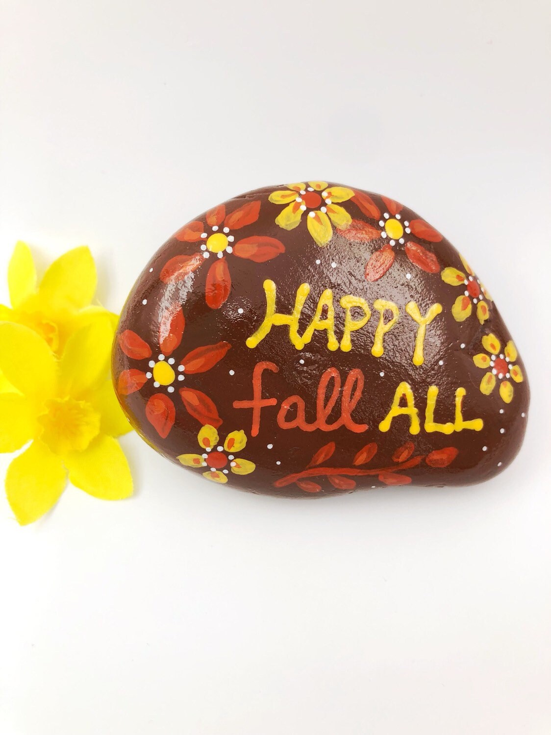 Happy Fall Painted Rock Thanksgiving Place Setting Harvest - Etsy