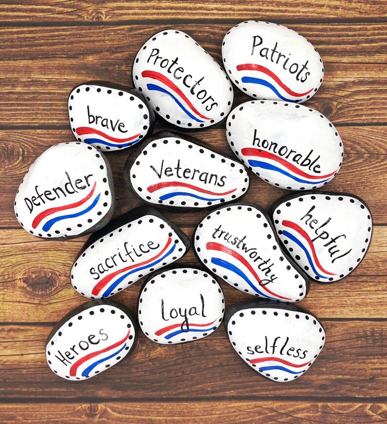 Veterans Day Painted Rocks Set Attributes of Veterans Set of | Etsy